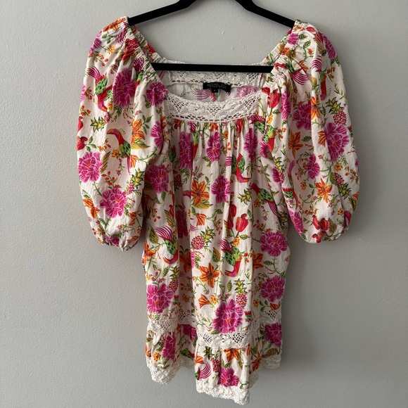 Rachel Zoe | Tops | Rachel Zoe Linen Blend Floral Crochet Square Neck S ...